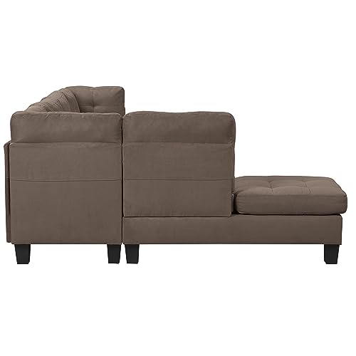 Casa Andrea Milano Modern Sectional Sofa L Shaped Couch with Reversible Chaise, Large Living Room Furniture, Brown