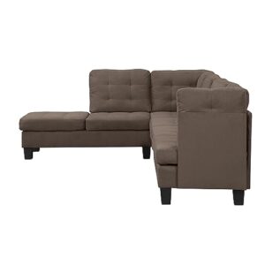 Casa Andrea Milano Modern Sectional Sofa L Shaped Couch with Reversible Chaise, Large Living Room Furniture, Brown