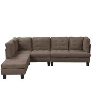 Casa Andrea Milano Modern Sectional Sofa L Shaped Couch with Reversible Chaise, Large Living Room Furniture, Brown