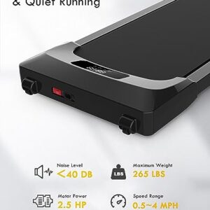 FLIMDER Under Desk Treadmill, Walking Pad for Home/Office, 2.5HP Portable Walking Treadmill, Electric Treadmill with Remote Control, 265 lbs Weight Capacity (Black)