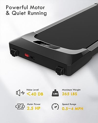 FLIMDER Under Desk Treadmill, Walking Pad for Home/Office, 2.5HP Portable Walking Treadmill, Electric Treadmill with Remote Control, 265 lbs Weight Capacity (Black)