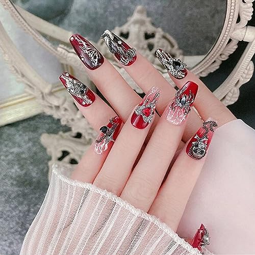 Halloween Nail Charms for Acrylic Nails 16PCS 3D Alloy Spider Skull Halloween Charms for Nails Decoration Dark Black Gothic Cross Moon Nail Gems and Charms Nail Jewelry Halloween Nail Supplies