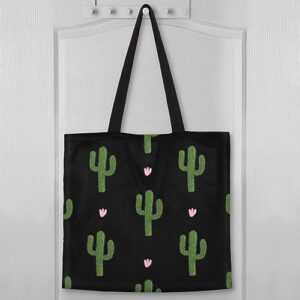 QsirBC Love Cactus Canvas Tote Bag for Women Reusable Shoulder Totebag with Pocket Casual Handbag for Shopping Work Travel Gift