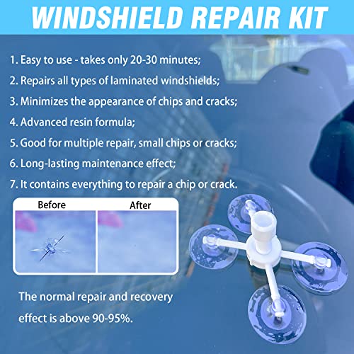 ARRIONO Windshield Repair Kit, Windshield Crack Repair Kit, Automotive Glass Repair Kit with 2 Bottles of Resin, Windshield Repair Kit for Chips and Cracks Quick Fix for Chips, Star-Shaped, Bulls-Eye