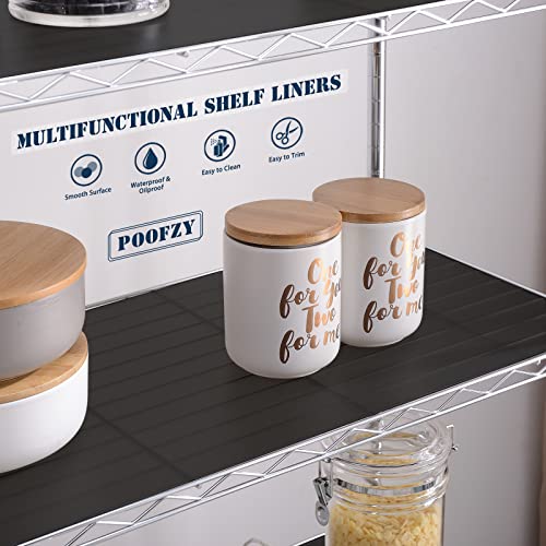 Poofzy Shelf Liners for Wire Shelving, 14 x 24 Inch Shelf Liner for Kitchen Cabinets Non-Adhesive (Rolled 3PK, Black)