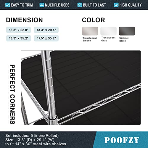 Poofzy Shelf Liners for Wire Shelving, 14 x 24 Inch Shelf Liner for Kitchen Cabinets Non-Adhesive (Rolled 3PK, Black)