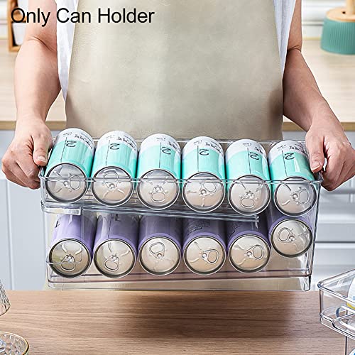 Can Holder, PET Can Drink Dispenser Organizer, Slope Storage Drink Canned Food Container Organizer, for Fridge Freezer Pantry Cabinet Kitchen (C)