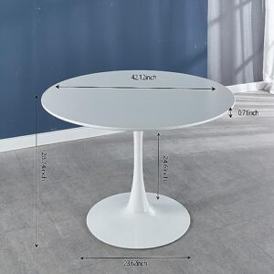 Aperturee 42.1" White Coffee Table Tulip Table Mid-Century Dining Table with Round MDF Table Top Pedestal Dining Table End Table…