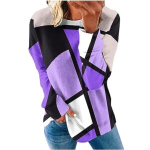 comigeewa womens tops 2023,sudaderas de manga larga con cuello redondo y gráfico geométrico para mujer,cómodas de otoño, camisas básicas capucha,b1*purple,xx-large