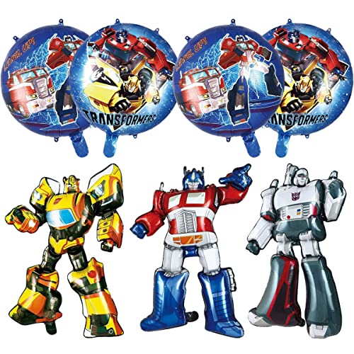 7 Pcs Cartoon Robot Balloon Party Supplies Foil Balloons for Kids Birthday Party Decorations.