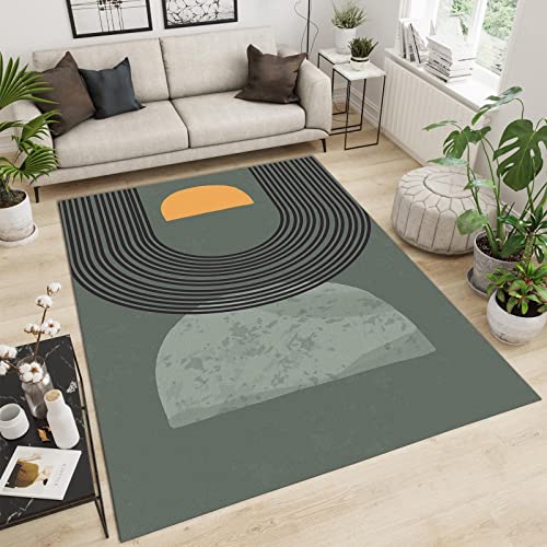 Modern Boho Artlarge Area Rugs, Mid-Century Modern Indoor Non-Slip Kids Rugs, Machine Washable Breathable Durable Carpet for Front Entrance Floor Decor,5 x 7ft