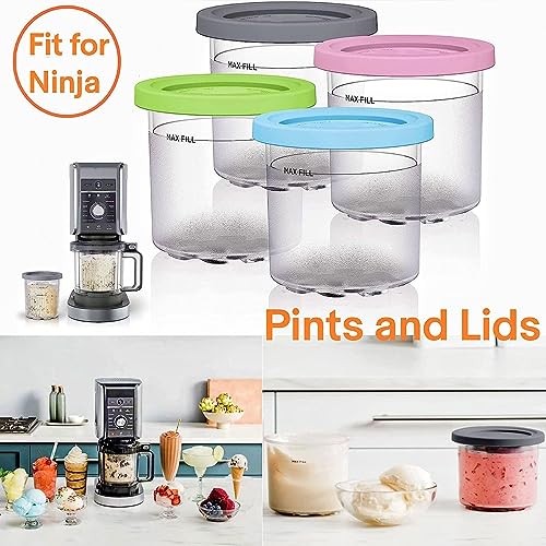 Creami Pints, for Ninja Creami Deluxe,16 OZ Creami Deluxe Pints Safe and Leak Proof for NC301 NC300 NC299AM Series Ice Cream Maker