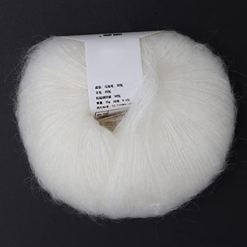 Angora Wool Yarn, Popular Soft Mohair Pashm Knit Angora Long Wool Yarn Hot More Colors(White)