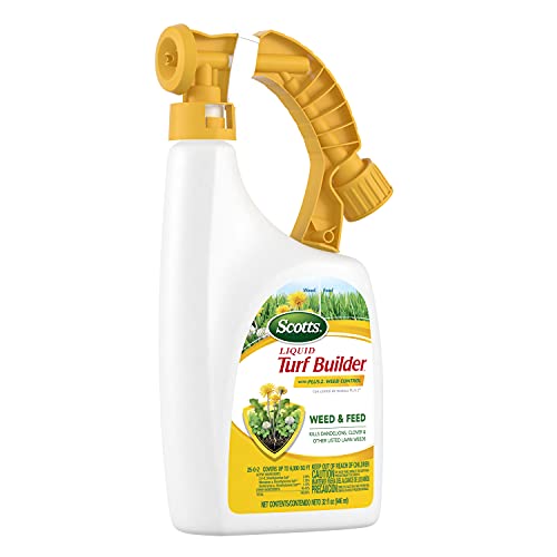 Scotts Liquid Turf Builder with Plus 2 Weed Control, Liquid Weed Killer and Fertilizer, 32 fl. oz. (Pack of 2)