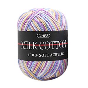 Yarn for Crocheting, 50g Colorful Knitting Crochet Milk Soft Cotton Wool Yarn, Beautiful Fashionable Milk Cotton Yarn for Crocheting and Knitting Craft Project,1PC