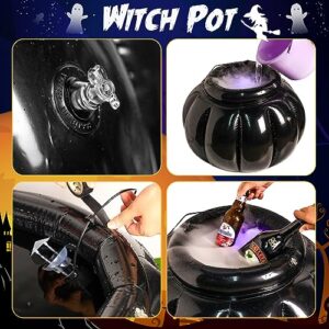 Sliner 2 Pcs Halloween Inflatable Cauldron Drink Cooler with LED Ultrasonic Mist Maker and Duct Tape 22x18 Inch Witch Fogger Cauldron Pot Beverage Holder Drink Container for Halloween Party Decoration