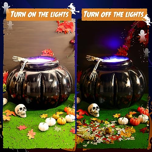 Sliner 2 Pcs Halloween Inflatable Cauldron Drink Cooler with LED Ultrasonic Mist Maker and Duct Tape 22x18 Inch Witch Fogger Cauldron Pot Beverage Holder Drink Container for Halloween Party Decoration