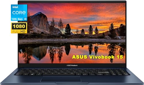 ASUS Vivobook 15 Laptop, 15.6" FHD Display, Intel Core i3-1215U Processor, 16GB RAM, 512GB SSD, Intel UHD Graphics, Student & Business, Thin and Light, Wi-Fi, Windows 11 Home in S Mode, Quiet Blue