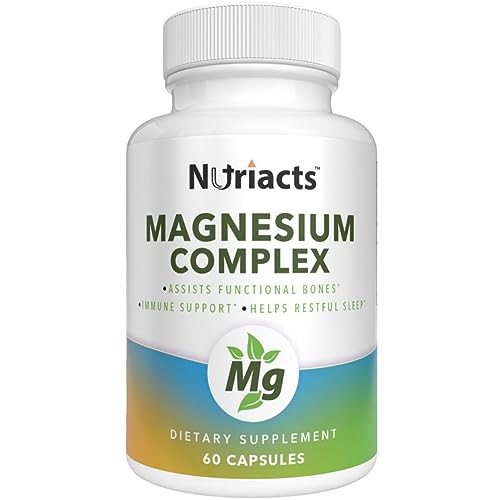 Nutriacts Magnesium Complex 60 Capsules: 4-in-1 Energy, Mood, Sleep, Digestive Support with Aquamin - Gentle to Stomach, High Absorption Formula for Optimal Health - Magnesium 500mg