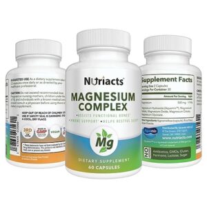 Nutriacts Magnesium Complex 60 Capsules: 4-in-1 Energy, Mood, Sleep, Digestive Support with Aquamin - Gentle to Stomach, High Absorption Formula for Optimal Health - Magnesium 500mg