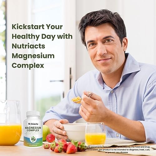 Nutriacts Magnesium Complex 60 Capsules: 4-in-1 Energy, Mood, Sleep, Digestive Support with Aquamin - Gentle to Stomach, High Absorption Formula for Optimal Health - Magnesium 500mg