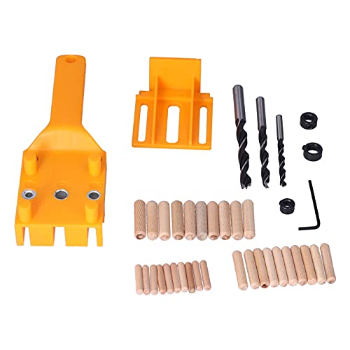 Handheld Dowel Jig Kit Hole Punch with Metal Ring Aperture Quick Wood Doweling Jigs ABS for Woodworkers Orange