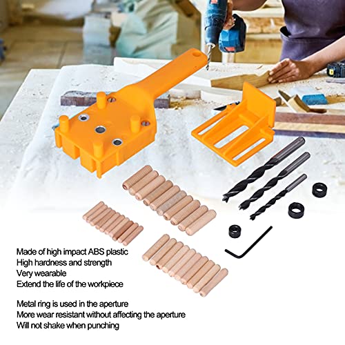 Handheld Dowel Jig Kit Hole Punch with Metal Ring Aperture Quick Wood Doweling Jigs ABS for Woodworkers Orange