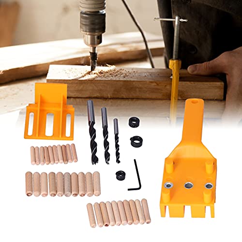 Handheld Dowel Jig Kit Hole Punch with Metal Ring Aperture Quick Wood Doweling Jigs ABS for Woodworkers Orange