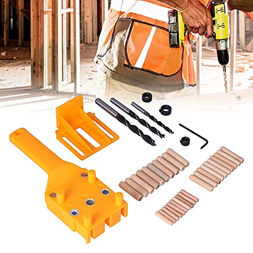 Handheld Dowel Jig Kit Hole Punch with Metal Ring Aperture Quick Wood Doweling Jigs ABS for Woodworkers Orange