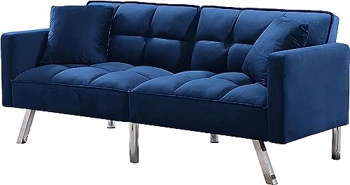 Tufted Upholstered Futon Sofa Daybed Modern Convertible Loveseat Sofa & Couch Soft Convenient Nap Sleeper Couch Bed for Home Office Apartment Furniture Sets