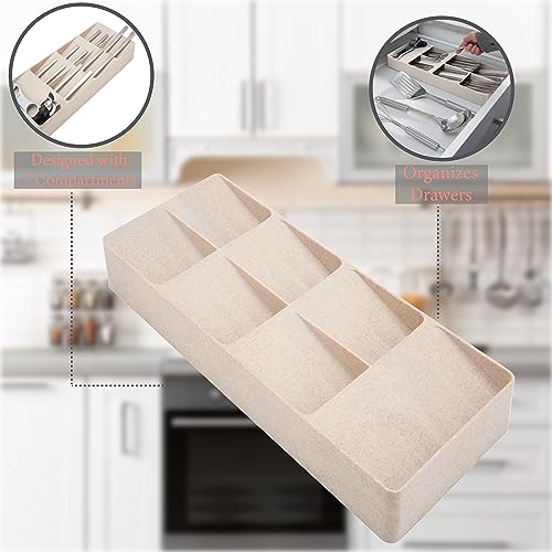 Kitchen Details 7 Slot Drawer 7 Compartment Cutlery Organizer, Natural