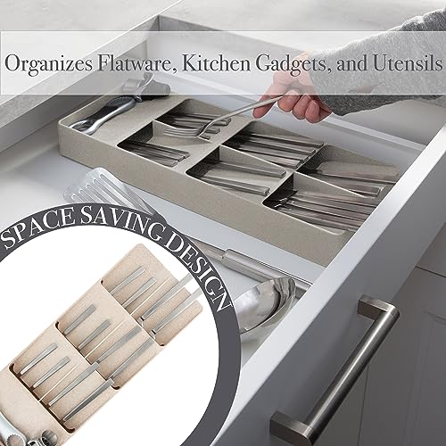 Kitchen Details 7 Slot Drawer 7 Compartment Cutlery Organizer, Natural