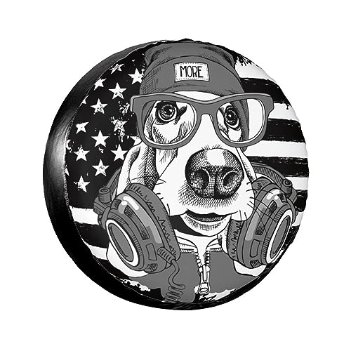 Rv Spare Tire Cover Hound Dog Spare Tire Covers for Trailers Wheel Cover with Waterproof and Dustproof Protection Fit for Rv SUV Truck Camper Travel Trailer Vehicle 15 Inch