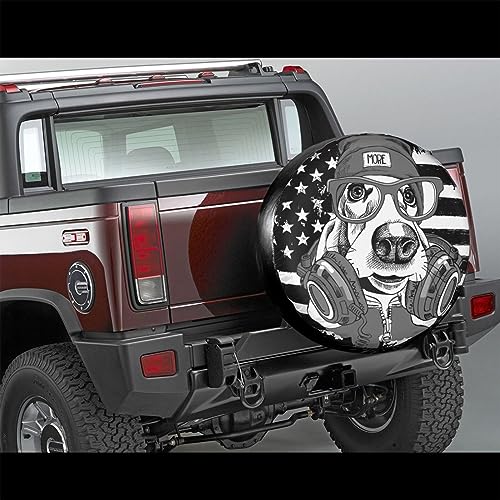 Rv Spare Tire Cover Hound Dog Spare Tire Covers for Trailers Wheel Cover with Waterproof and Dustproof Protection Fit for Rv SUV Truck Camper Travel Trailer Vehicle 15 Inch