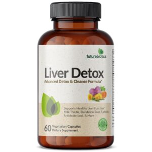 futurebiotics liver detox advanced detox & cleanse formula supports healthy liver function with milk thistle, dandelion root, turmeric artichoke leaf, & more, non-gmo, 60 vegetarian capsules