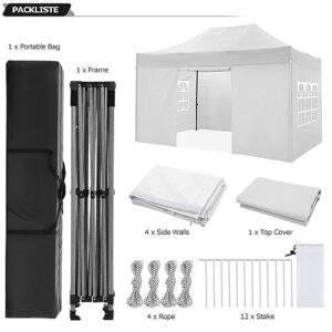 COBIZI 10x15 Pop up Canopy Gazebo 3.0, Easy up Heavy Duty Canopy with 4 Removable Sidewalls, High Stability, All Weather Sunshade 100% Waterproof Outdoor Canopy Tents, White