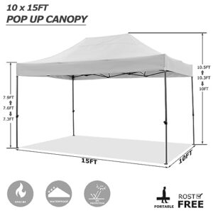 COBIZI 10x15 Pop up Canopy Gazebo 3.0, Easy up Heavy Duty Canopy with 4 Removable Sidewalls, High Stability, All Weather Sunshade 100% Waterproof Outdoor Canopy Tents, White