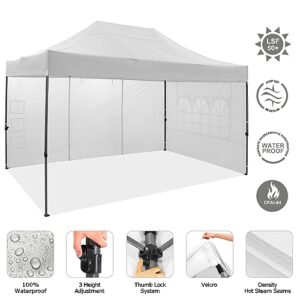 COBIZI 10x15 Pop up Canopy Gazebo 3.0, Easy up Heavy Duty Canopy with 4 Removable Sidewalls, High Stability, All Weather Sunshade 100% Waterproof Outdoor Canopy Tents, White