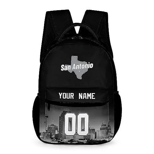 Custom Backpack Personalized Basketball City Night Skyline With State Map Travel Bag Add Name Number Fans Gift for Men Women