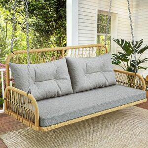 yitahome hanging porch swing rattan patio swing lounge swing chair hammock chair cushions 550lbs for garden, patio, balcony, living room, gray