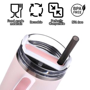 AIERSA 6Pcs Replacement Black Straw for Stanley 40oz Cups,Plastic Reusable Straw for Stanley Quencher H2.0 FlowState Tumbler, Long Straws with Cleaning Brush for Stanley Cup Accessories