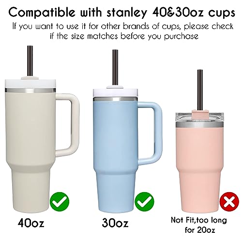 AIERSA 6Pcs Replacement Black Straw for Stanley 40oz Cups,Plastic Reusable Straw for Stanley Quencher H2.0 FlowState Tumbler, Long Straws with Cleaning Brush for Stanley Cup Accessories