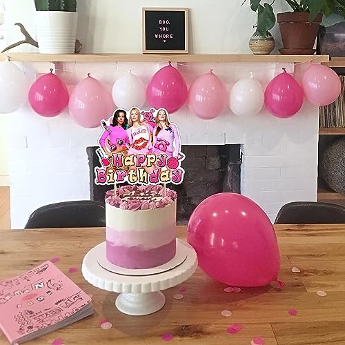 Mean Girls Theme Birthday Party Decorations, Mean Girls Party Supply Set for Kids with 1 Happy Birthday Banner, 12 Cupcake Toppers,18 Balloons for Mean Girls Party Decorations