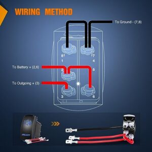 Nilight Speaker Rocker Switch Led Light Bar Switch 5 Pin Laser On Off SPST switches 20A/12V 10A/24V Switch Blue with Jumper Wires Set for Cars Trucks Boats ATVs UTVs RVs, 2 Years Warranty