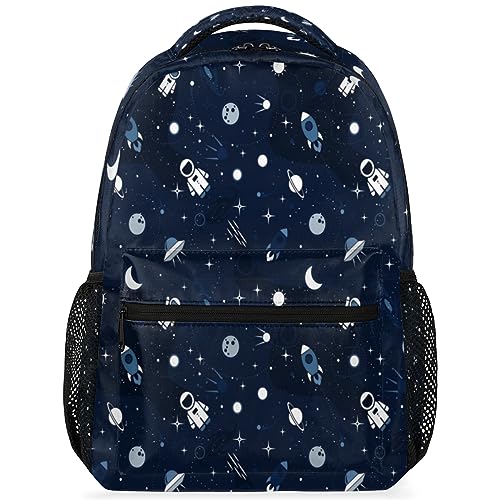 Space Astronaut Small Laptop Back Pack Casual Travel Daypacks Spaceship Rocket Lightweight College Bags Simple Computer Backpack for Women Men Travel College Essentials