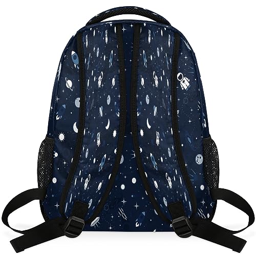 Space Astronaut Small Laptop Back Pack Casual Travel Daypacks Spaceship Rocket Lightweight College Bags Simple Computer Backpack for Women Men Travel College Essentials