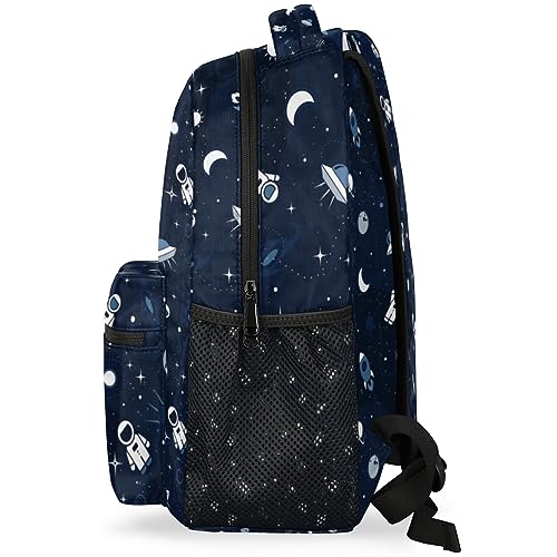 Space Astronaut Small Laptop Back Pack Casual Travel Daypacks Spaceship Rocket Lightweight College Bags Simple Computer Backpack for Women Men Travel College Essentials