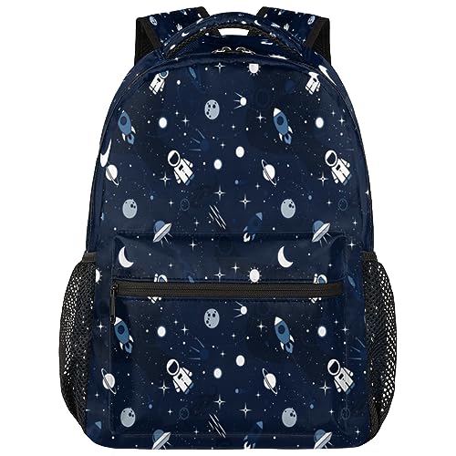 Space Astronaut Small Laptop Back Pack Casual Travel Daypacks Spaceship Rocket Lightweight College Bags Simple Computer Backpack for Women Men Travel College Essentials