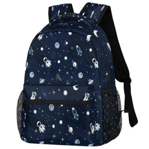 Space Astronaut Small Laptop Back Pack Casual Travel Daypacks Spaceship Rocket Lightweight College Bags Simple Computer Backpack for Women Men Travel College Essentials