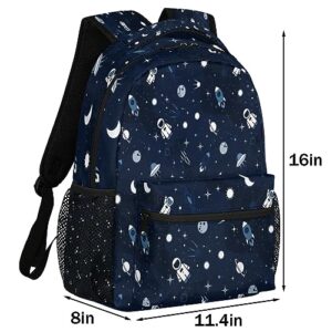 Space Astronaut Small Laptop Back Pack Casual Travel Daypacks Spaceship Rocket Lightweight College Bags Simple Computer Backpack for Women Men Travel College Essentials